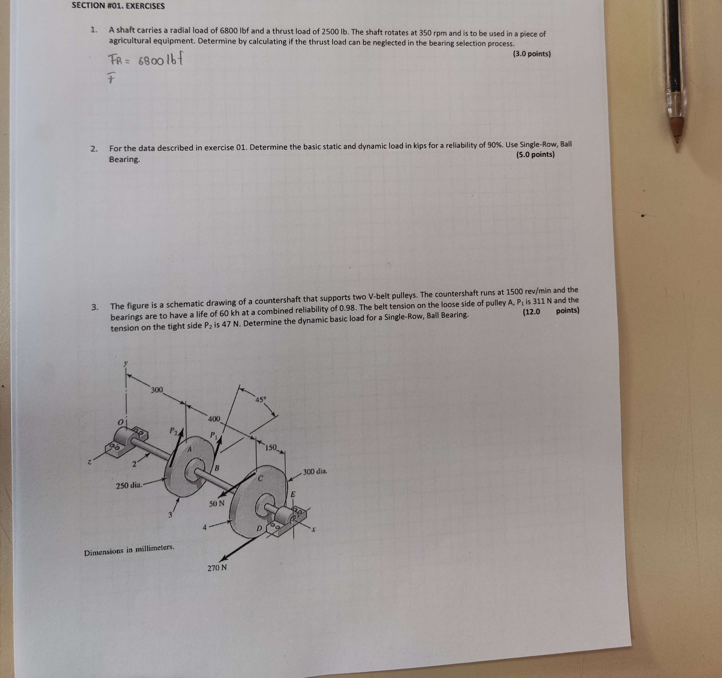 Solved SECTION \#01. ﻿EXERCISES 1. ﻿A shaft carries a radial | Chegg.com