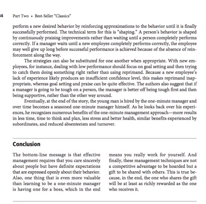 Solved READING The One Minute Manager Kenneth Blanchard and | Chegg.com