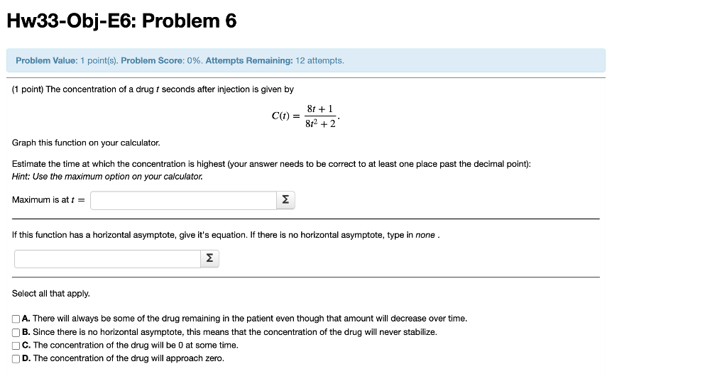 Solved Hw33 Obj E6 Problem 6 Problem Value 1 Points 