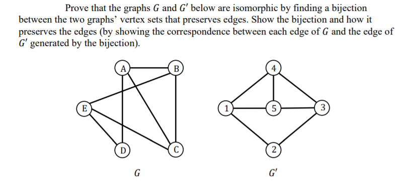 Solved Prove that the graphs G and G' below are isomorphic | Chegg.com