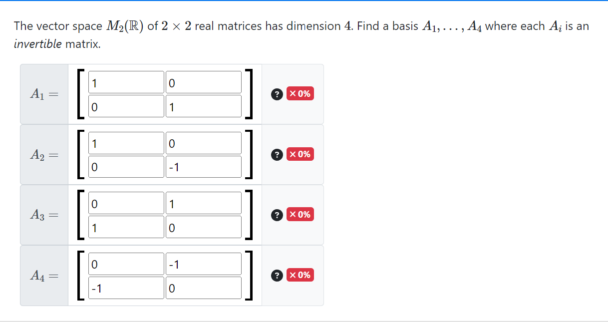 Solved The vector space M2(R) of 2×2 real matrices has | Chegg.com