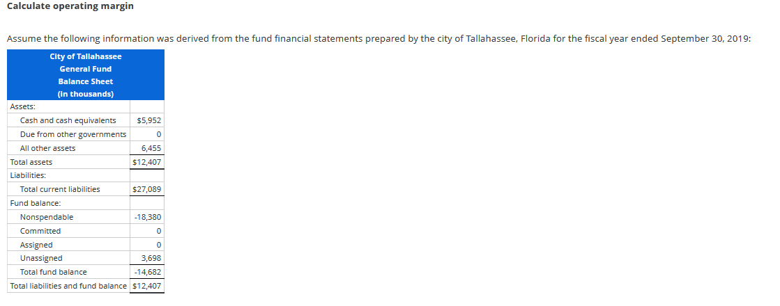 Solved Calculate operating margin Assume the following | Chegg.com