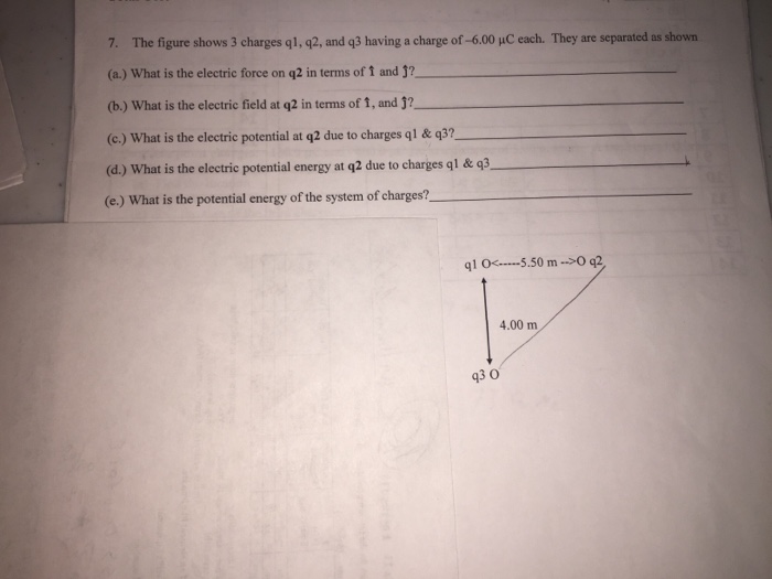 Solved The figure shows 3 charges q1, q2, and q3 having a | Chegg.com