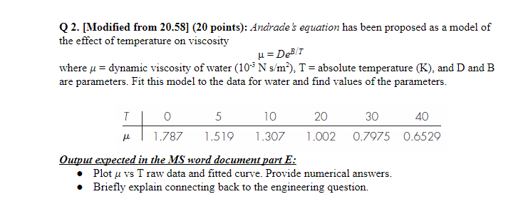 Solved Q 2. [Modified from 20.58] (20 points): Andrade's | Chegg.com