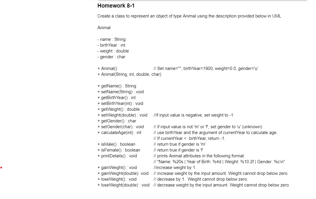Solved Homework 8-1Please Fix My Code: public class Animal { | Chegg.com