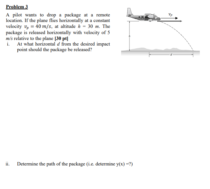 Solved Problem 3 A pilot wants to drop a package at a remote | Chegg.com