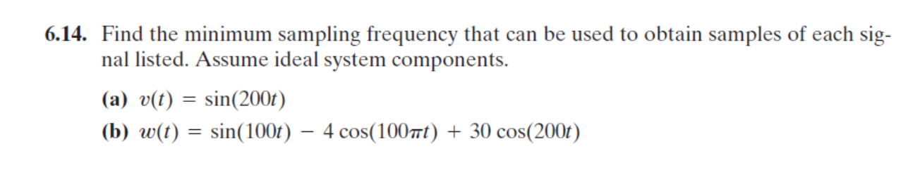 Solved 6.14. Find the minimum sampling frequency that can be | Chegg.com