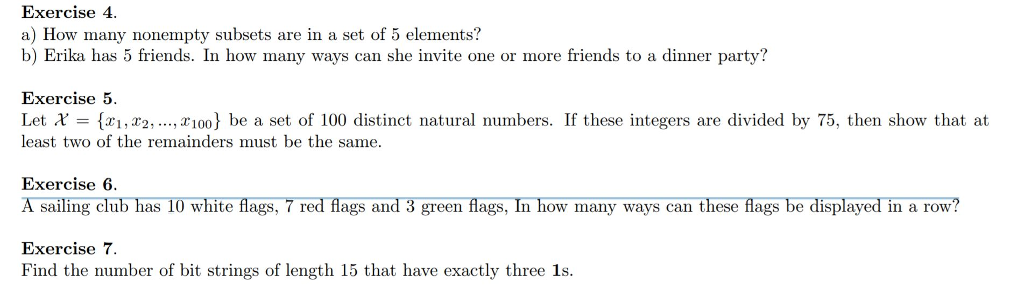 Solved Exercise 4 a) How many nonempty subsets are in a set | Chegg.com