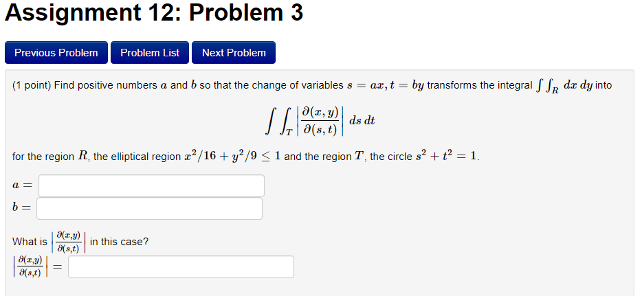 Solved Assignment 12: Problem 3 Previous Problem Problem | Chegg.com