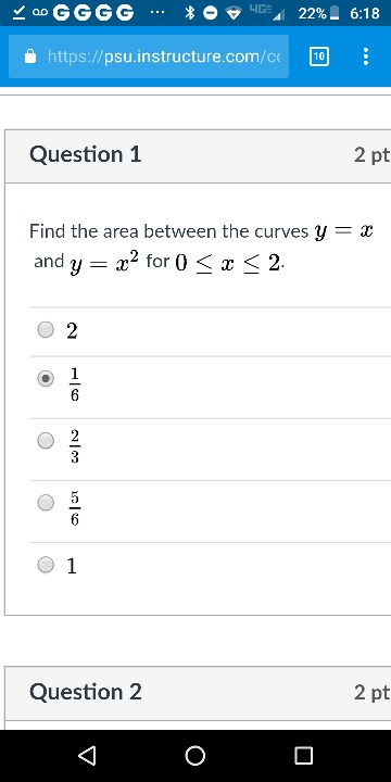 Solved https://psu.instructure.com/c Question 1 2 pt Find | Chegg.com