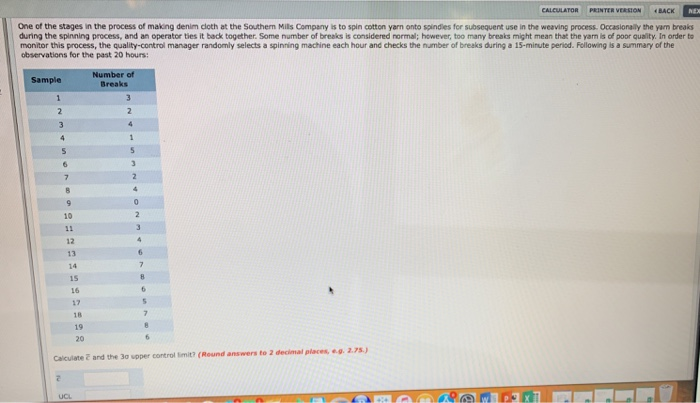 Solved CALCULATOR PRINTER VERSION BACK One of the stages in | Chegg.com