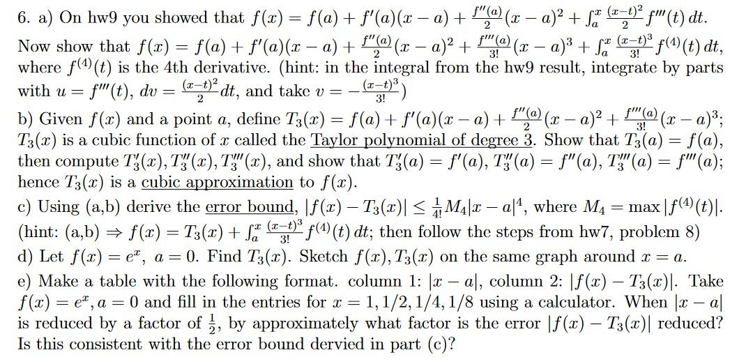 Solved 6. a) On hw9 you showed that | Chegg.com