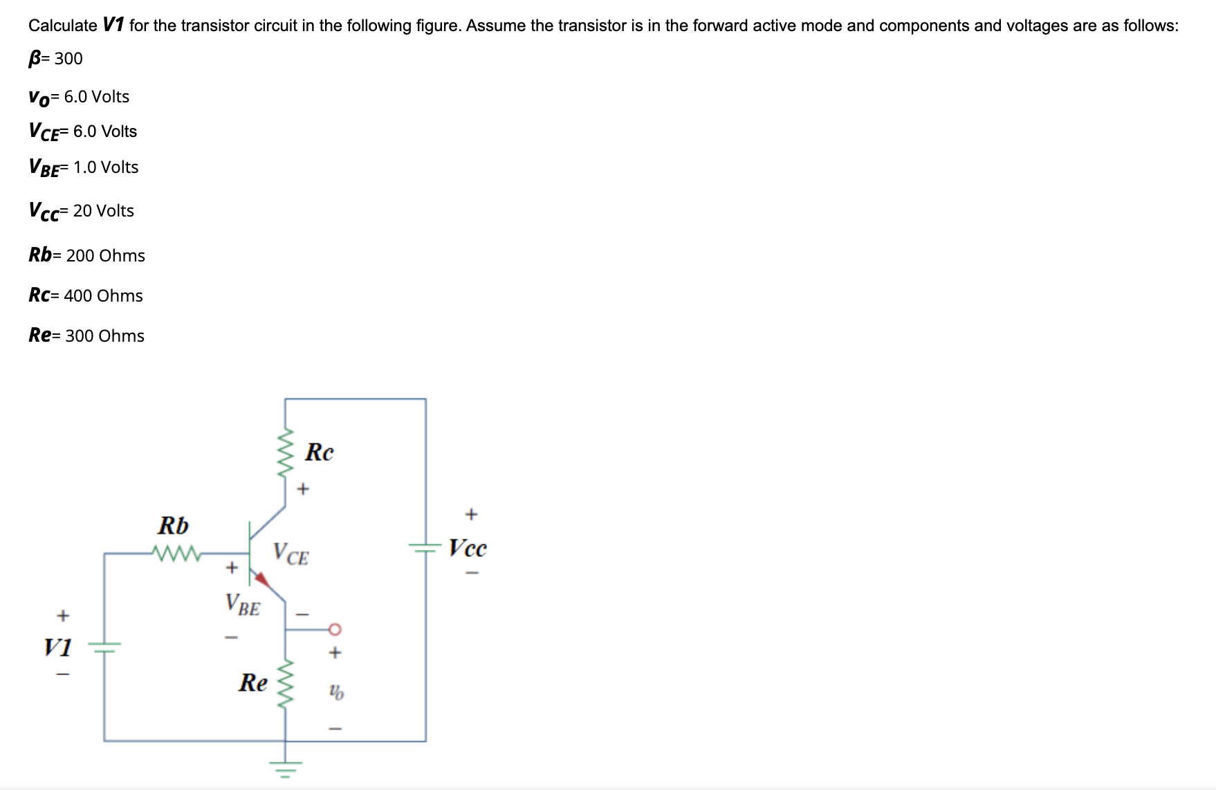 Solved Calculate V1 ﻿for the transistor circuit in ﻿the | Chegg.com