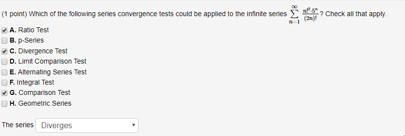 Solved (1 point) Which of the following series convergence | Chegg.com
