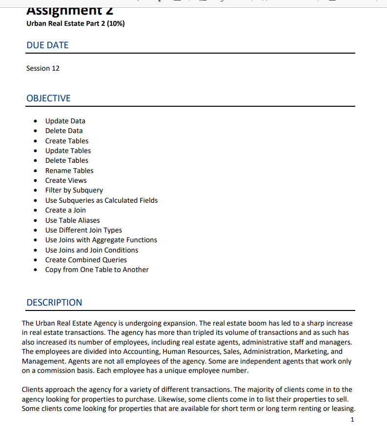 Solved DUE DATE Session 12 OBJECTIVE - Update Data - Delete | Chegg.com