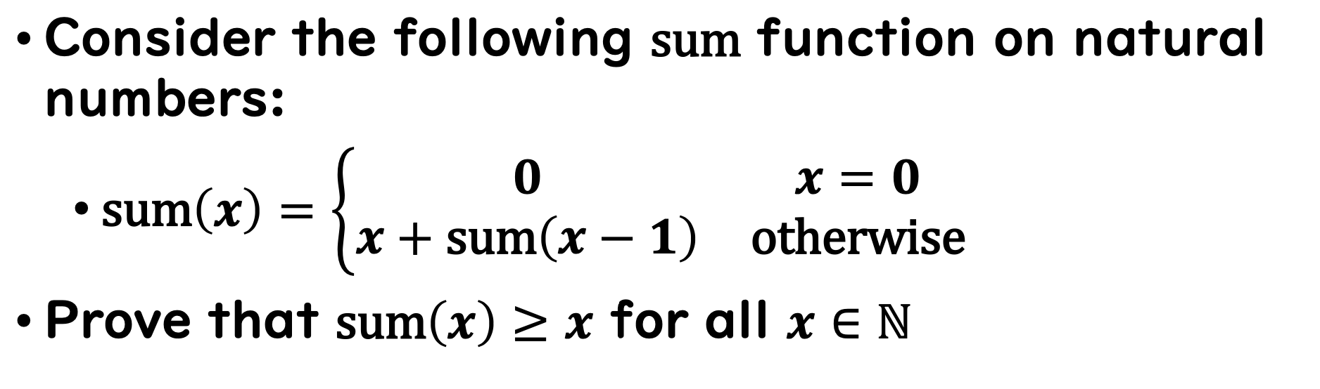 Solved - Consider the following sum function on natural | Chegg.com