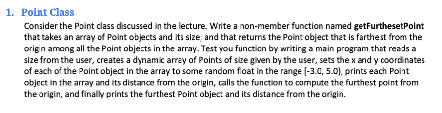 Solved 1. Point Class Consider the point class discussed in | Chegg.com