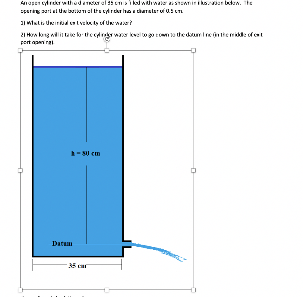 Solved An open cylinder with a diameter of 35 cm is filled | Chegg.com