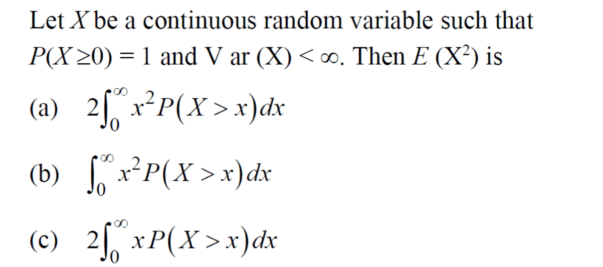 Solved Let x ﻿be a continuous random variable such | Chegg.com