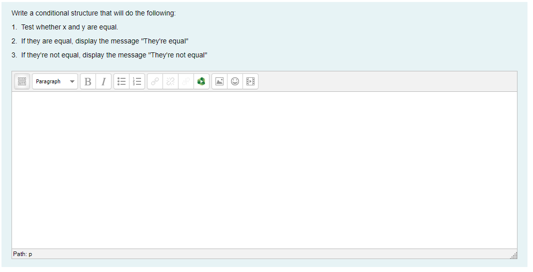 Solved Write a conditional structure that will do the | Chegg.com