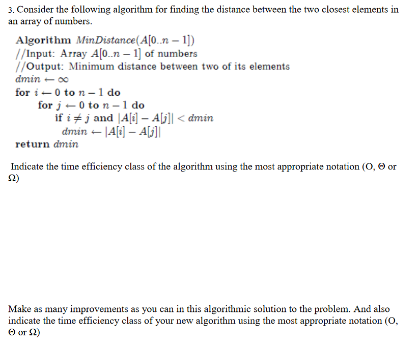 Solved 3.Consider the following algorithm for finding the | Chegg.com