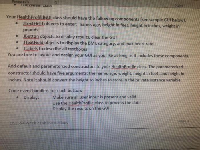 Solved CIS355A Week 2 Lab-Developing a GUI Application | Chegg.com