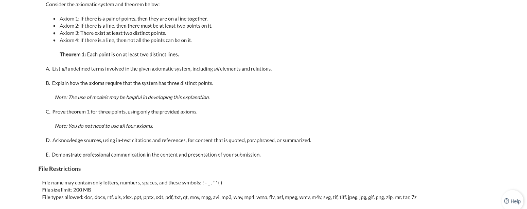 Solved Consider the axiomatic system and theorem below: - | Chegg.com