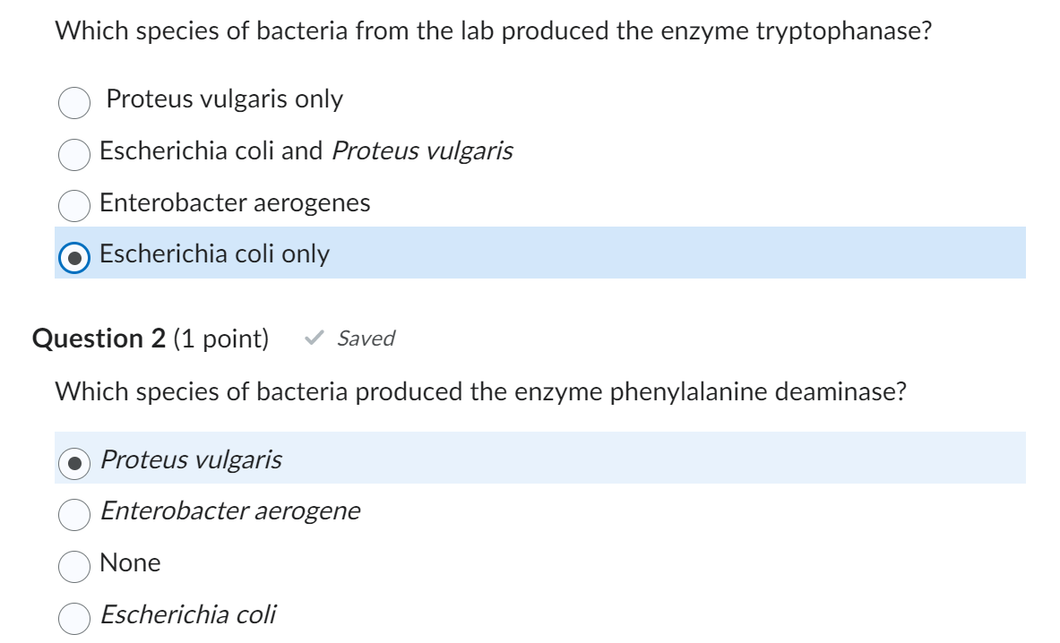 Which species of bacteria from the lab produced the | Chegg.com