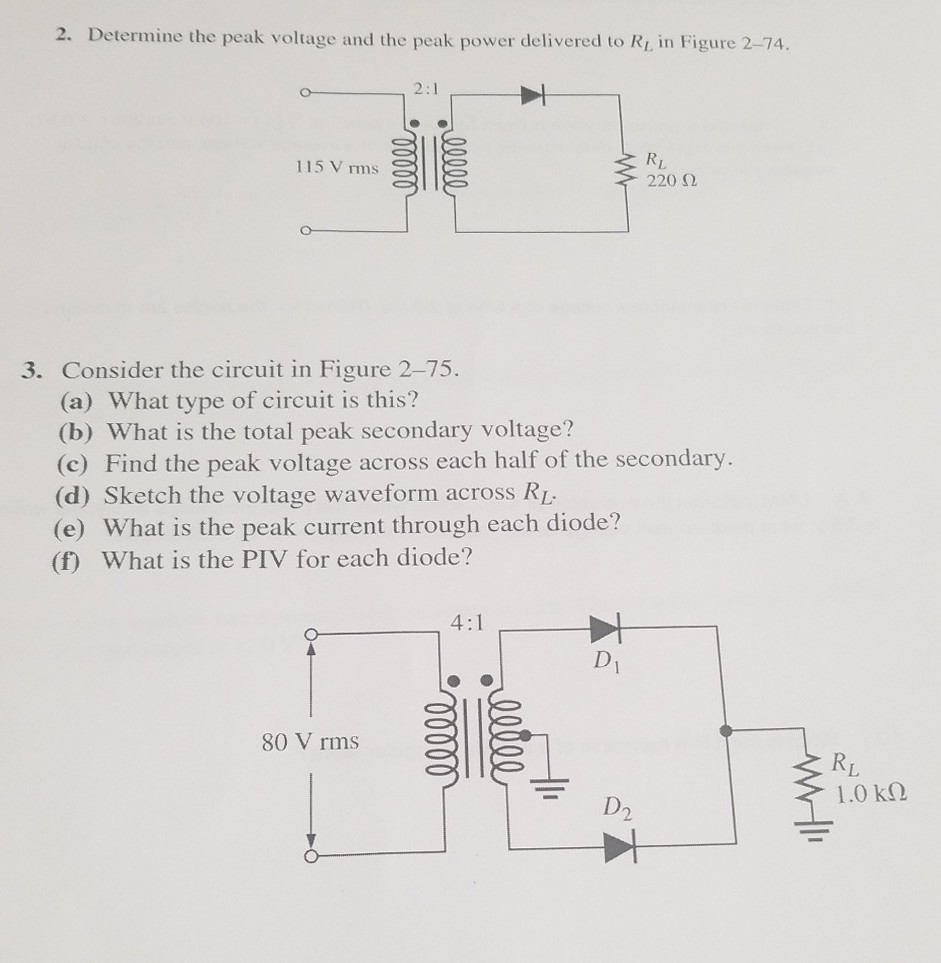 Solved 2. Determine the peak voltage and the peak power | Chegg.com