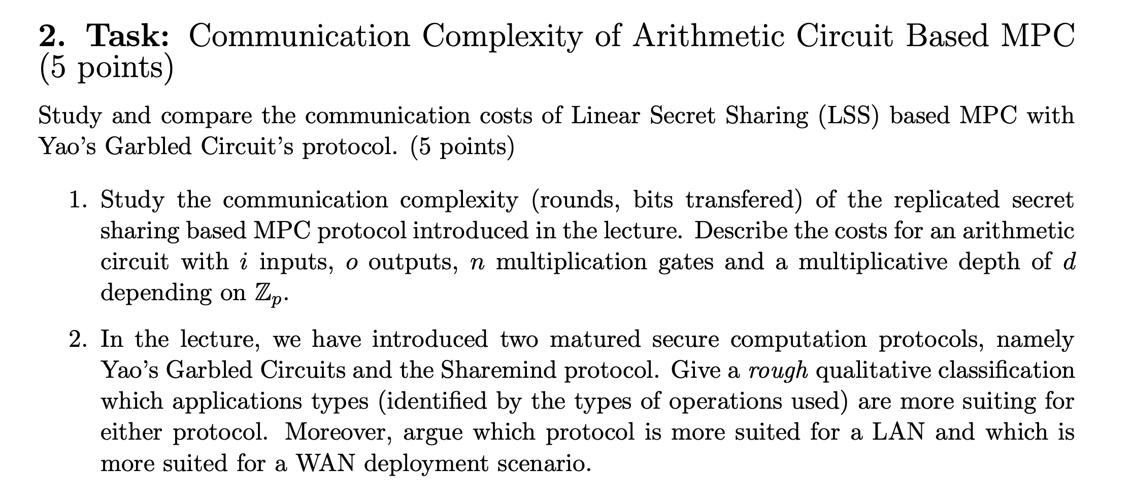 Solved 2. Task: Communication Complexity of Arithmetic | Chegg.com