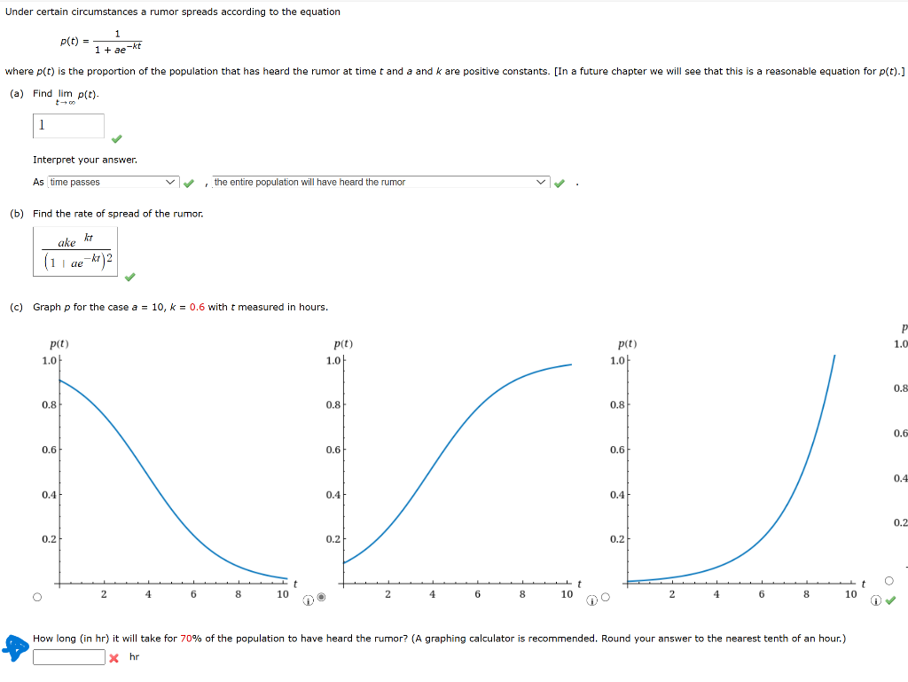 Solved Under certain circumstances a rumor spreads according | Chegg.com
