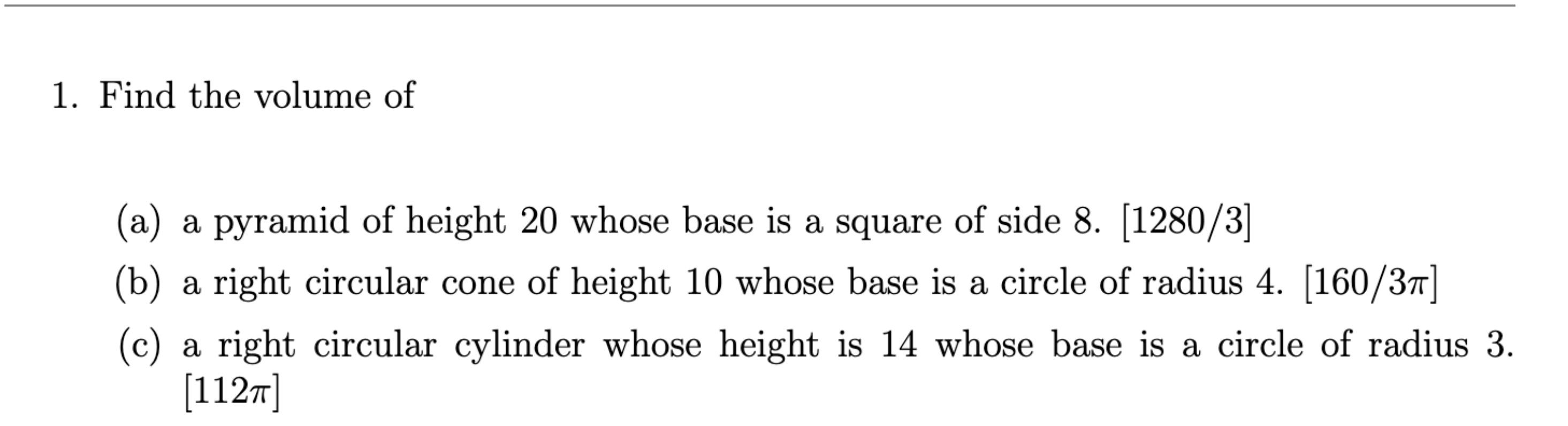 Solved can you answer problem c please using the volume | Chegg.com