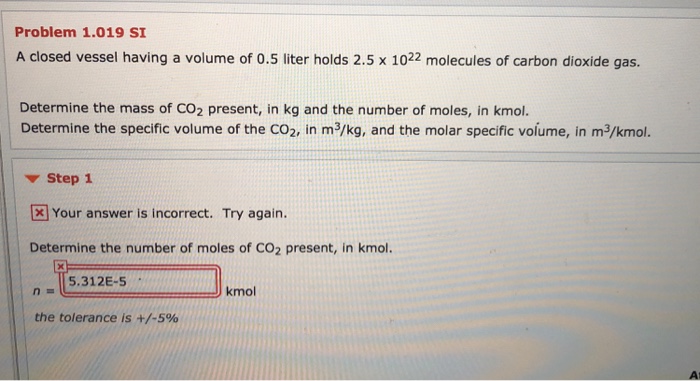 Solved Problem 1.019 SI A closed vessel having a volume of | Chegg.com