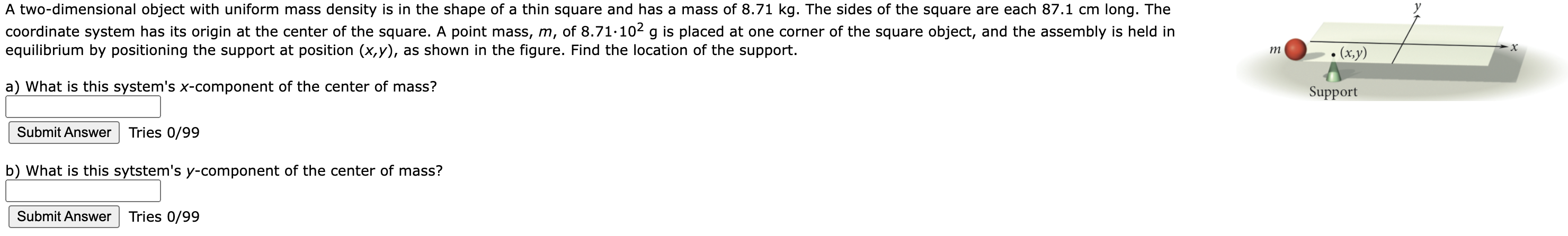 Solved A two-dimensional object with uniform mass density is | Chegg.com
