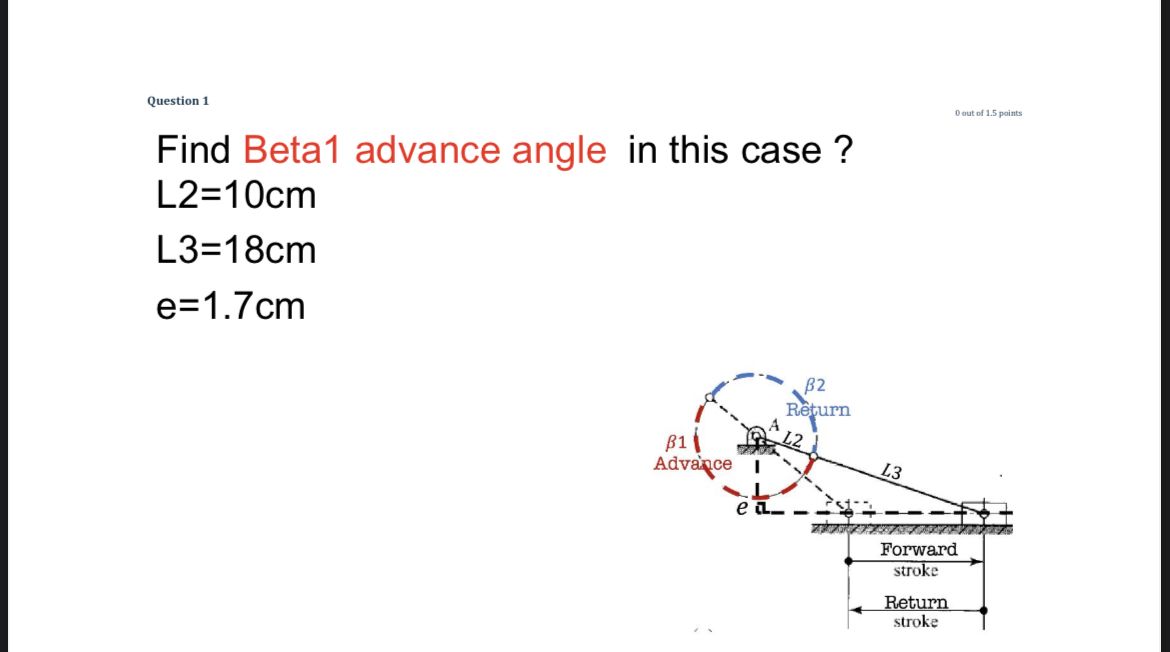 Solved Find Beta1 advance angle in this case L2 = 10 CM L3 = | Chegg.com
