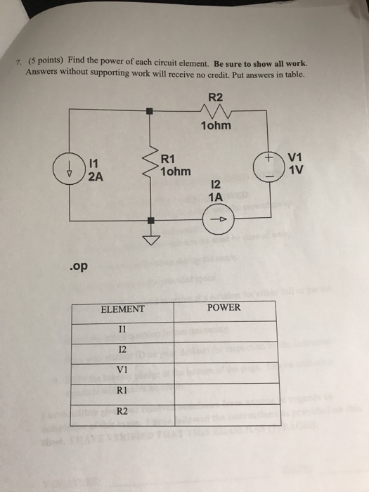 Solved 7. (5 points) Find the power of each circuit element. | Chegg.com