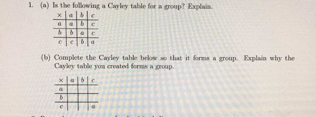 Solved 1. (a) Is the following a Cayley table for a group? | Chegg.com