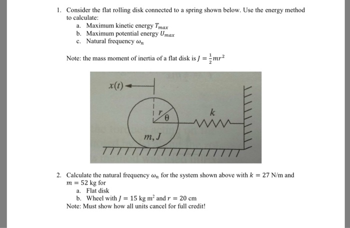 Solved 1. Consider the flat rolling disk connected to a | Chegg.com