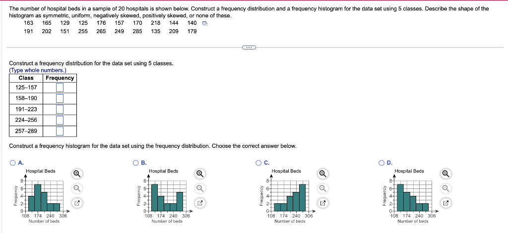 Solved The number of hospital beds in a sample of 20 | Chegg.com