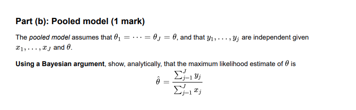 Part (b): Pooled model (1 mark) The pooled model | Chegg.com