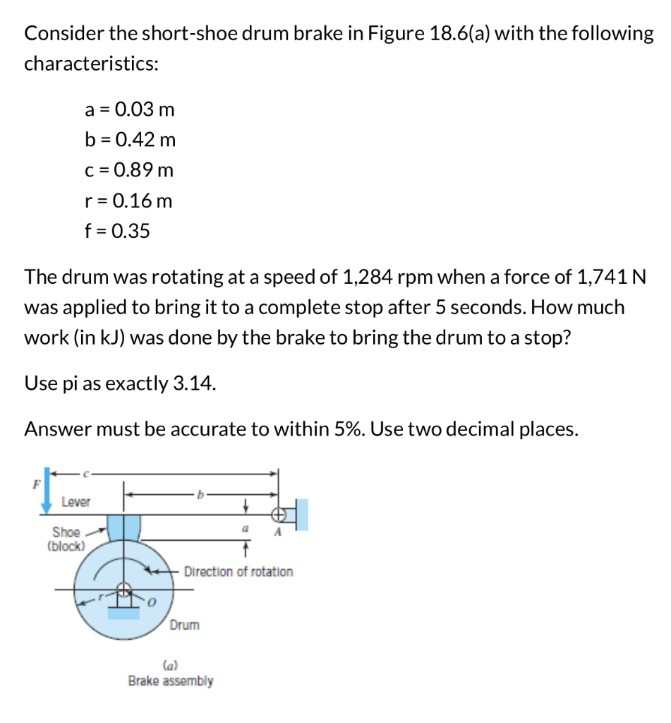 Solved Consider the short-shoe drum brake in Figure 18.6(a) | Chegg.com