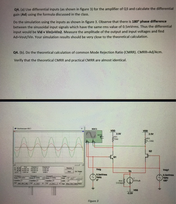 Solved Use differential inputs (as shown in figure 3) for | Chegg.com