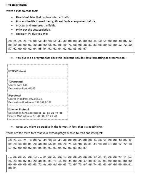 Python Program to read and interpret a Hex file that | Chegg.com