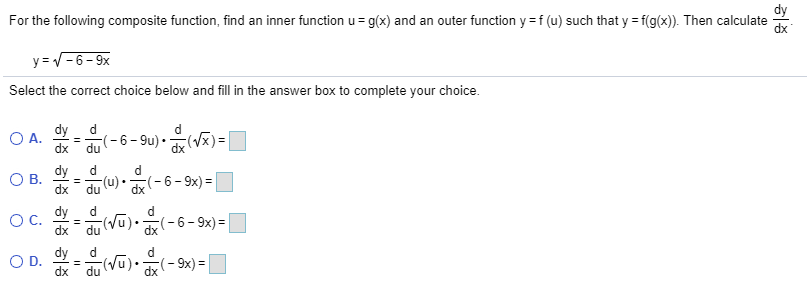Solved dy g(x) and an outer function y f (u) such that y | Chegg.com