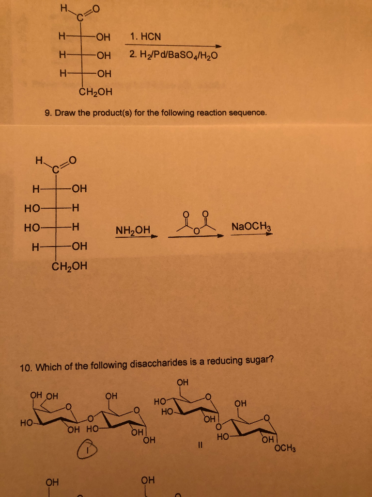 Solved Н. 0 Н- -ОН 1. HCN Н. -ОН 2. H2/Pd/BaSO4/H2O Н. ОН | Chegg.com