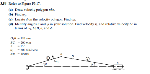 Solved 3.56 Refer to Figure P3.17. (a) Draw velocity polygon | Chegg.com