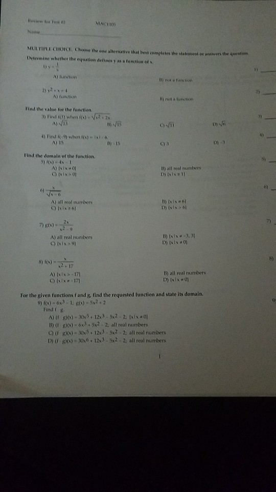 Solved MACH MULTIPLE CHOICI Choose the one alienative that a | Chegg.com
