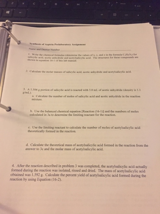 Solved EXPERIMENT 16: SYNTHESIS OF ASPIRIN Iatroduction In | Chegg.com