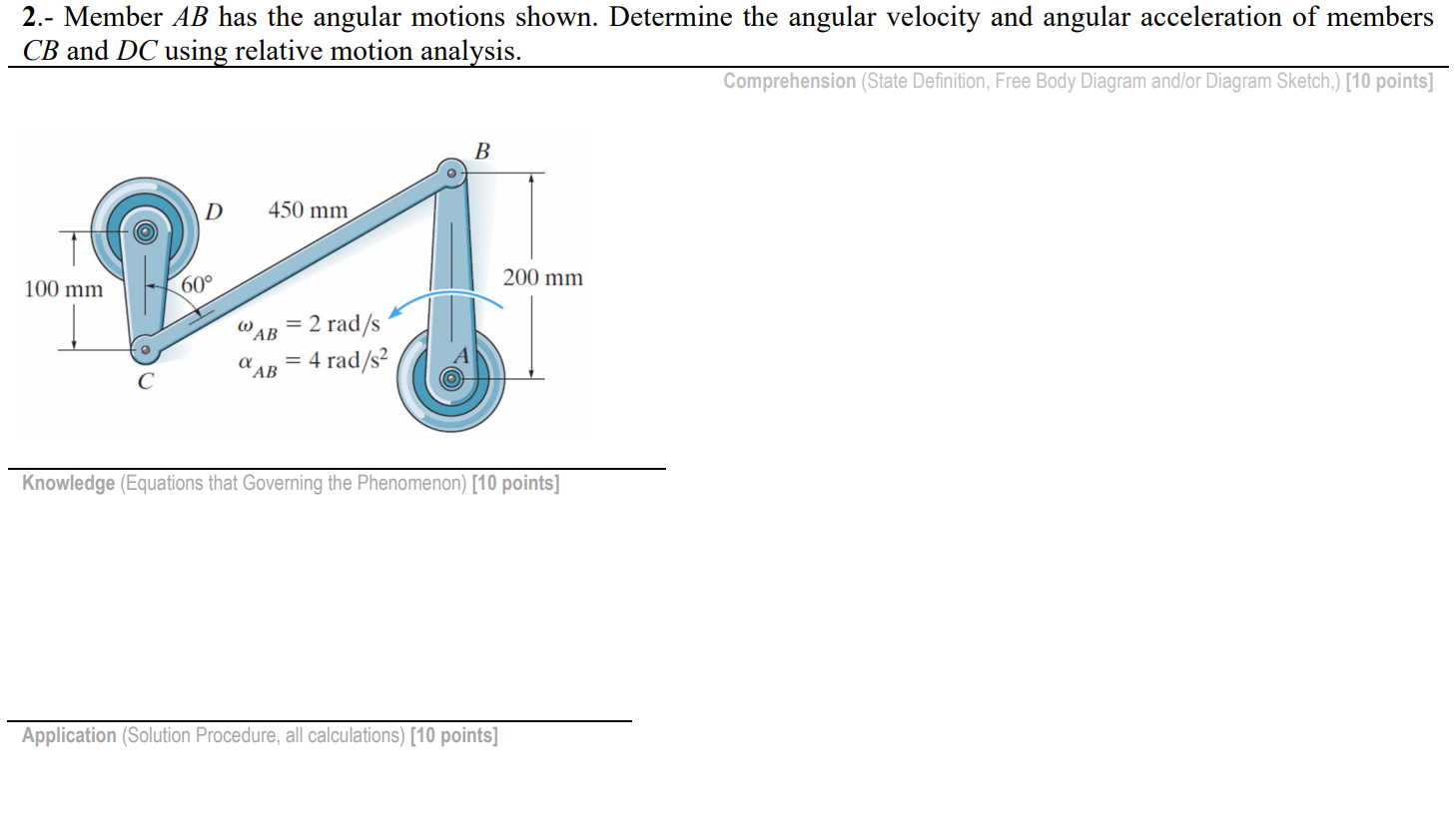 Solved 2.- Member AB has the angular motions shown. | Chegg.com