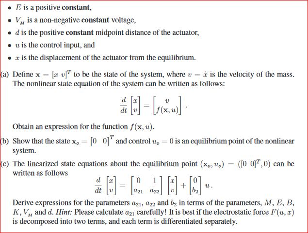 In This Problem We Will Do A Mechatronic Design Of An